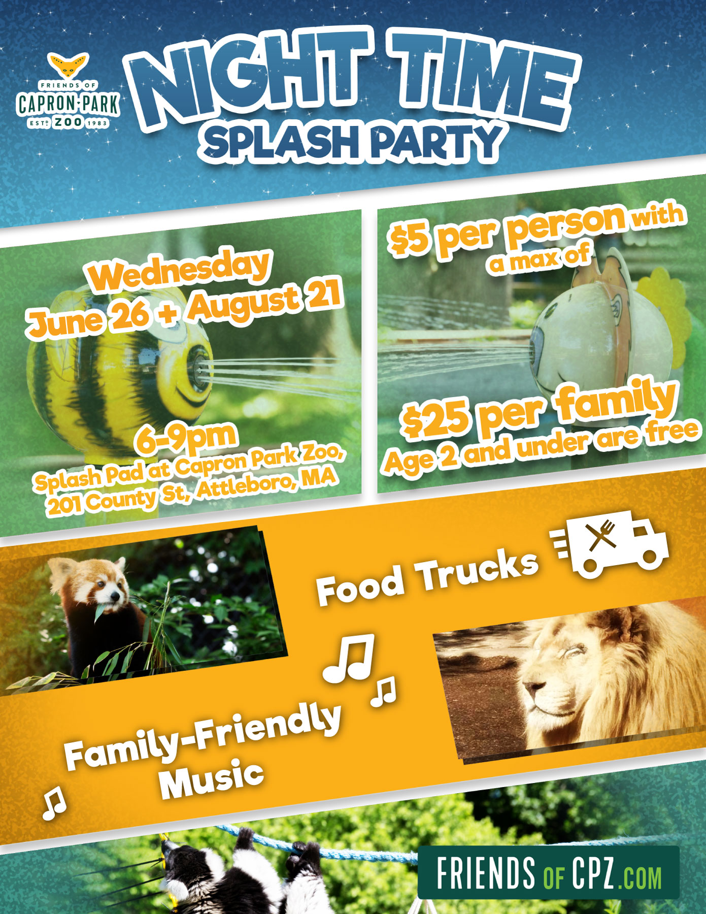 Night Time Splash Pad Parties - Friends of the Capron Park Zoo
